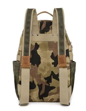 TSD BRAND Mountain Leaf Camo Print Utility Backpack - Army Green Camo