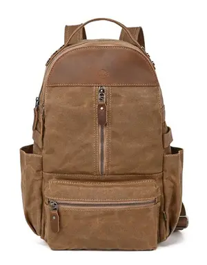 TSD BRAND Mountain Leaf Camo Print Utility Backpack - Camel