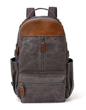 TSD BRAND Mountain Leaf Camo Print Utility Backpack - Grey