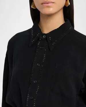 Cout De La Liberte Chelsea Embellished Silk Blouse
