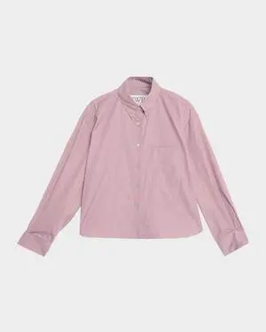 TWP J.D. Framed Micro Striped Shirt - Rust / Blu