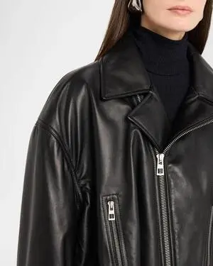 Loewe Short Nappa Lambskin Biker Jacket Black