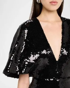 16Arlington Ermara Sequined Midi Dress - Nero