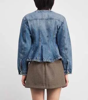 Sandro Beaded Denim Jacket - Blue
