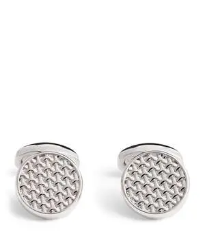 BABETTE WASSERMAN LONDON Rhodium-plated Woven Round Cufflinks - Silver
