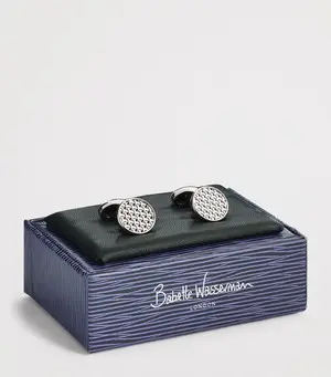 BABETTE WASSERMAN LONDON Rhodium-plated Woven Round Cufflinks