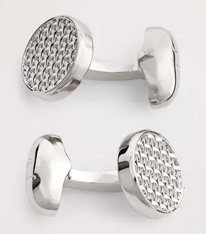 BABETTE WASSERMAN LONDON Rhodium-plated Woven Round Cufflinks