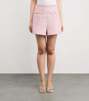 Sandro Tweed Sequinned Check Shorts