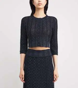 Sandro Embellished-knit Cropped Cardigan