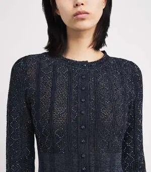 Sandro Embellished-knit Cropped Cardigan