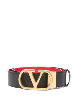 Valentino Garavani Vlogo Signature Leather Belt - Black