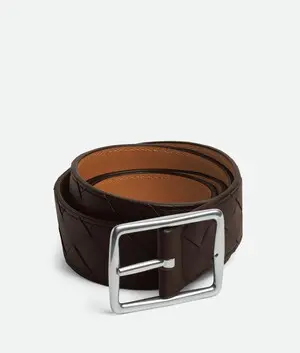 BOTTEGA  VENETA Reverso Intrecciato Leather Belt - Fondant/amber