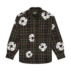 DENIM TEARS Cotton Wreath Flannel Shirt - Green