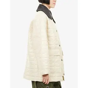 GANNI Relaxed-fit Quilted Jacket With Corduroy-collar - Angora