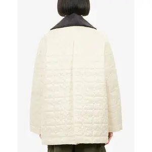 GANNI Relaxed-fit Quilted Jacket With Corduroy-collar - Angora