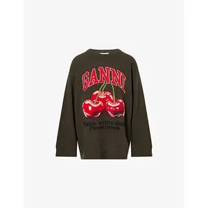 GANNI Oversized Logo Wool-blend Jumper