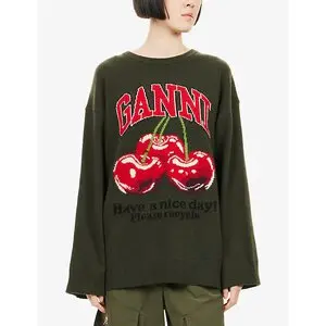 GANNI Oversized Logo Wool-blend Jumper