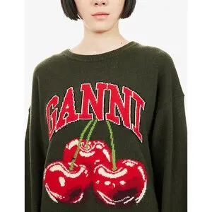 GANNI Oversized Logo Wool-blend Jumper