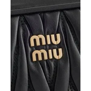 Miu Miu Matelassé Leather Shoulder Bag With Logo Plaque