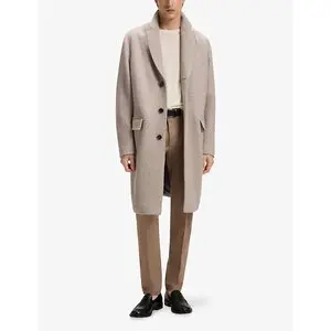 BOSS Single-breasted Knitted Cashmere And Wool Coat