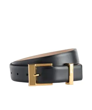 Khaite Manhattan Square-buckle Leather Belt - Black