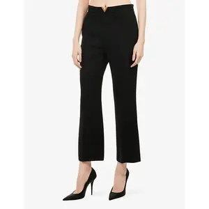 Valentino Garavani Straight-leg Wool Trousers With Logo Hardware