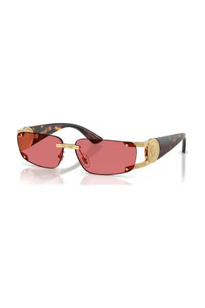 Versace Rectangle Sunglasses With Frame - Gold