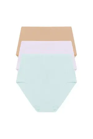 Natori Bliss Bare Cotton High Waist Brief 3-pack - Purple