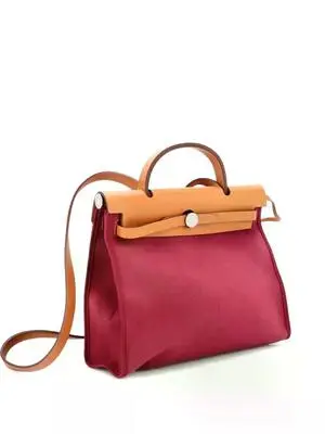 Hermès Herbag Zip Leather And Toile 31 Shoulder Bag - Brown