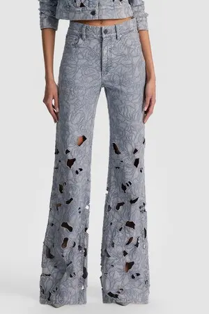 Alice + Olivia Laser-cut Wide Leg Jeans