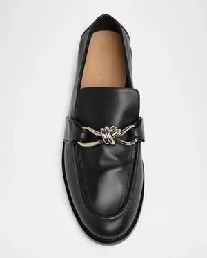 Bottega Veneta Astaire Metallic Knot Napa Loafers - Black/silver
