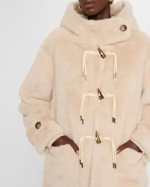 Kobi Halperin Rosie Hooded Faux Fur Coat Oat