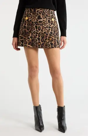 L'Agence Cyra Leopard Print Cotton Miniskirt - Brown Multi Patch Leopard