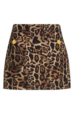 L'Agence Cyra Leopard Print Cotton Miniskirt - Brown Multi Patch Leopard