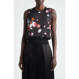 Erdem Floral Sleeveless Sweater - Dutch Flower Painting Black
