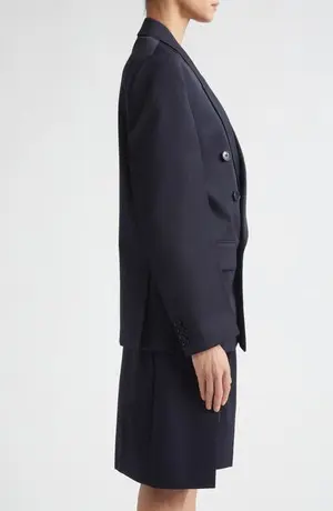 Victoria Beckham Tailored Double Breasted Check Wool Blend Jacket