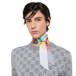Gucci Printed Silk Twill Ribbon Silk