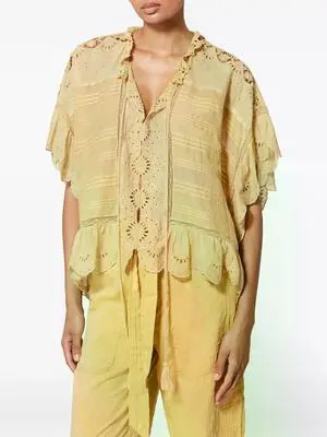 MARANT ETOILE Payton Ruffled Top - Neutrals