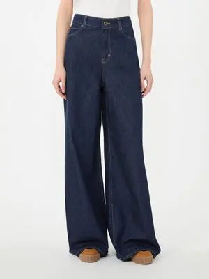 Max Mara Cotton Denim Wide-leg Jeans - Navy