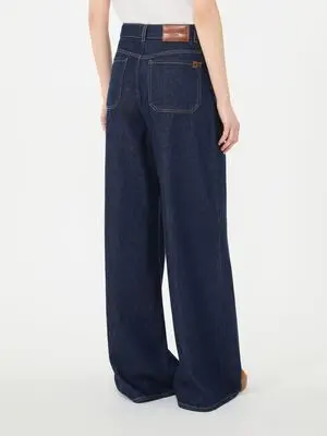 Max Mara Cotton Denim Wide-leg Jeans - Navy