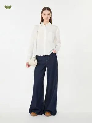 Max Mara Cotton Denim Wide-leg Jeans - Navy