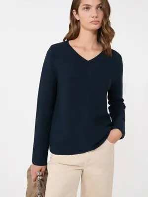 Max Mara Cotton Boxy Sweater - Navy