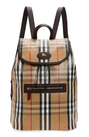 Burberry Highlands Check Coated Canvas Backpack - Sand