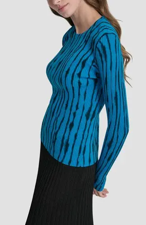 Dkny Printed Rib-knit Sweater