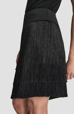 Dkny Tiered Fringe Asymmetrical Skirt