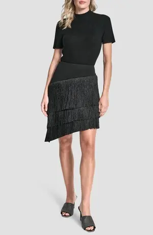 Dkny Tiered Fringe Asymmetrical Skirt