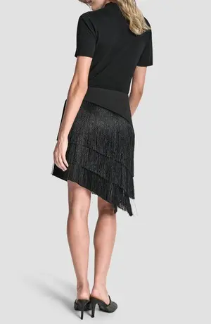 Dkny Tiered Fringe Asymmetrical Skirt