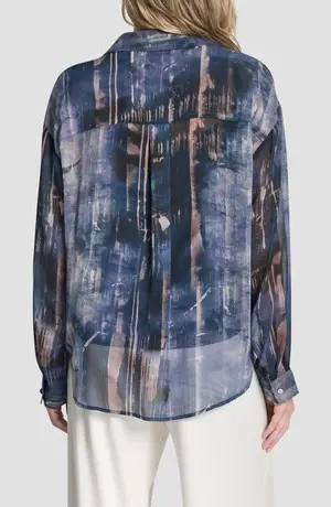 Dkny Printed Long Sleeve Chiffon Shirt - Hudson Lights
