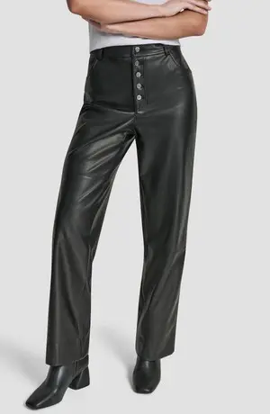 Dkny Faux Leather Straight Leg Pants
