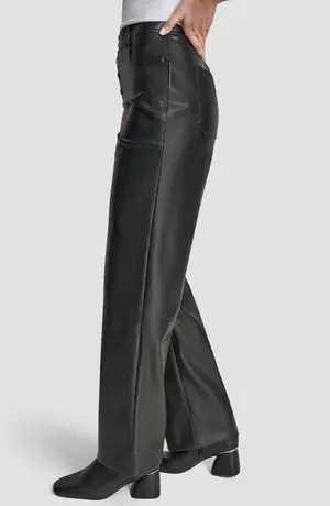 Dkny Faux Leather Straight Leg Pants